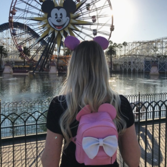 Bags | Minnie Mouse Disney Mickey Ear Backpack Pink Nwt | Poshmark